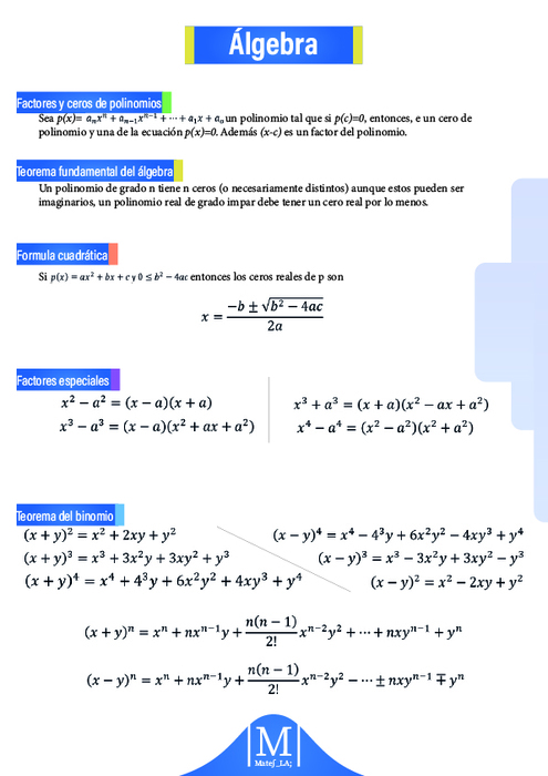 Guía básica de álgebra :: Mates_la